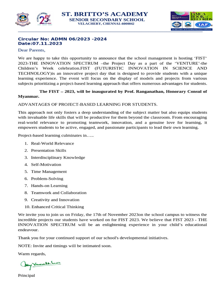 Fist - 2023 - Circular Admin 06 | PDF