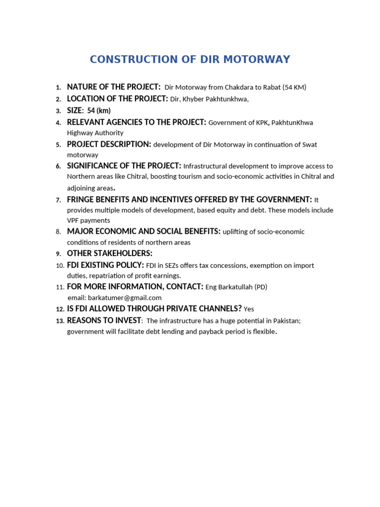 Dir Motorway Project Overview 2025 | PDF