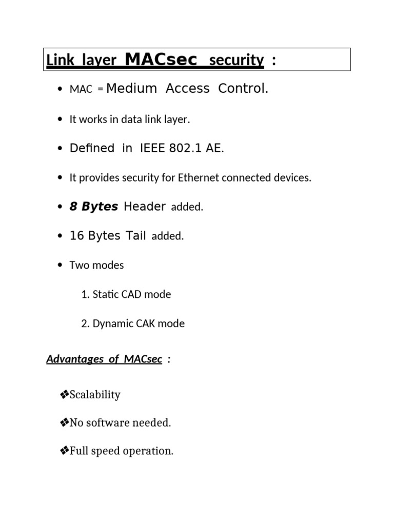 Link Layer MACsec Security | PDF
