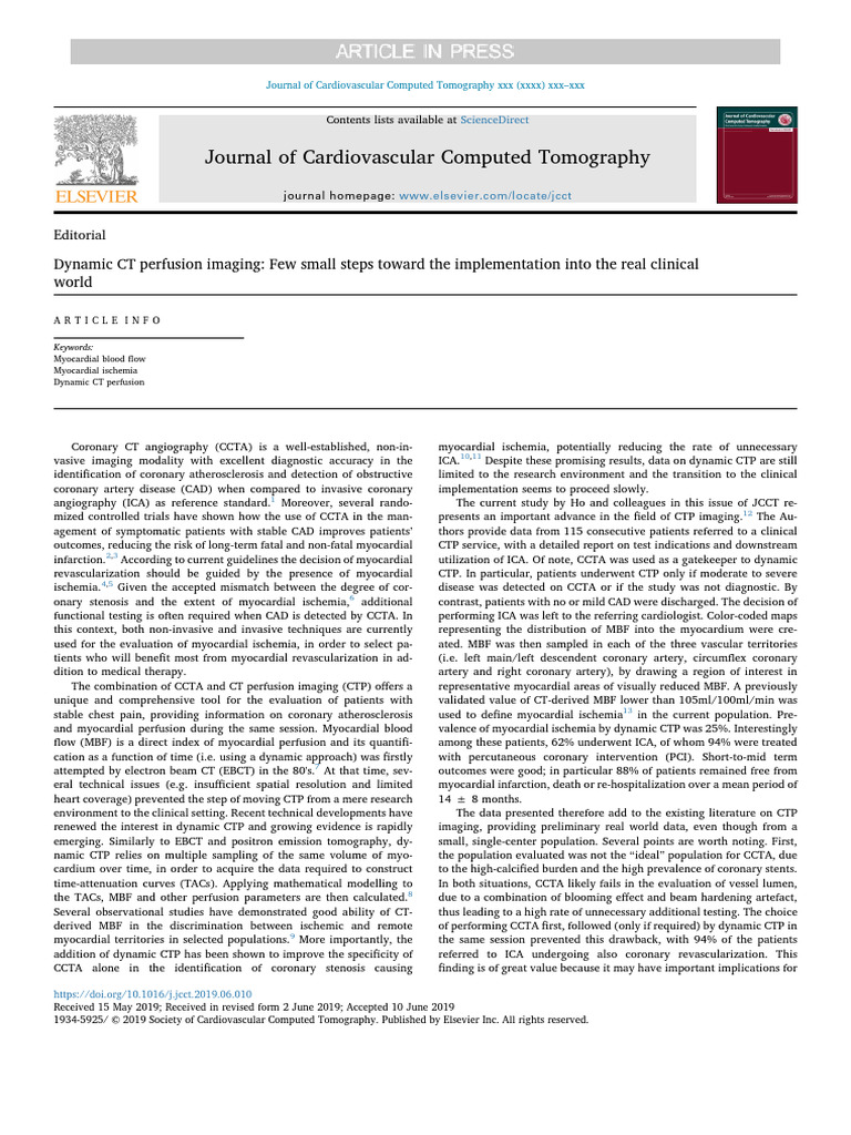 Dynamic CT Perfusion Imaging - Few Small Steps Toward The ...