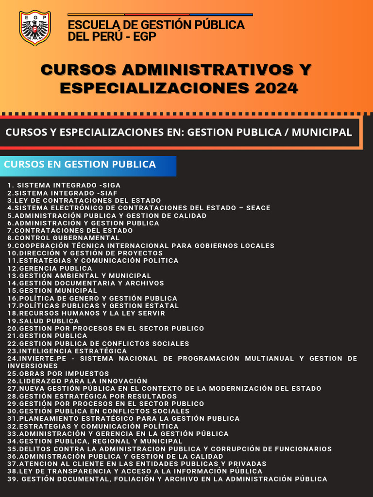 Relacion de Cursos Egp | PDF | Logística | Enseñando