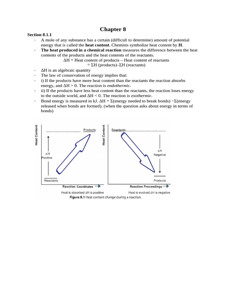 Chemisrtry L Chapter 8 Summary | PDF | Chemistry | Heat