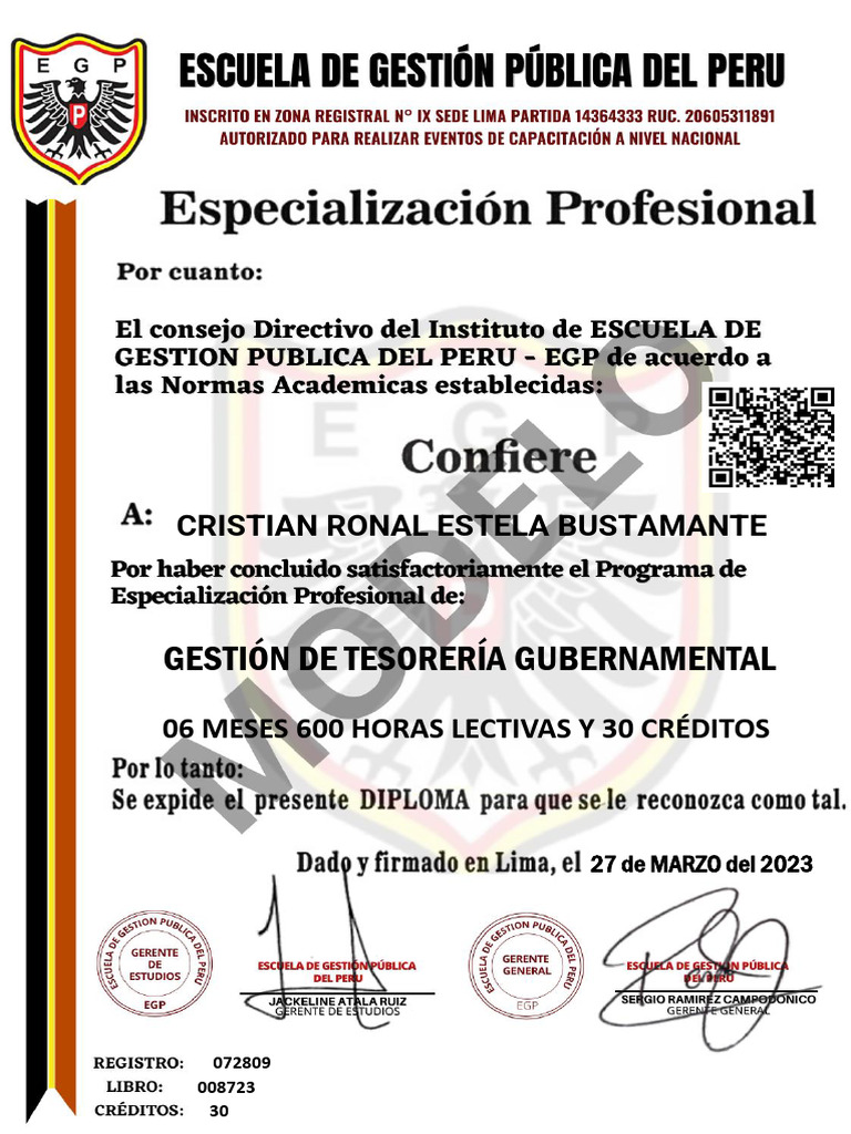 Modelo Especializacion Egp QR | PDF
