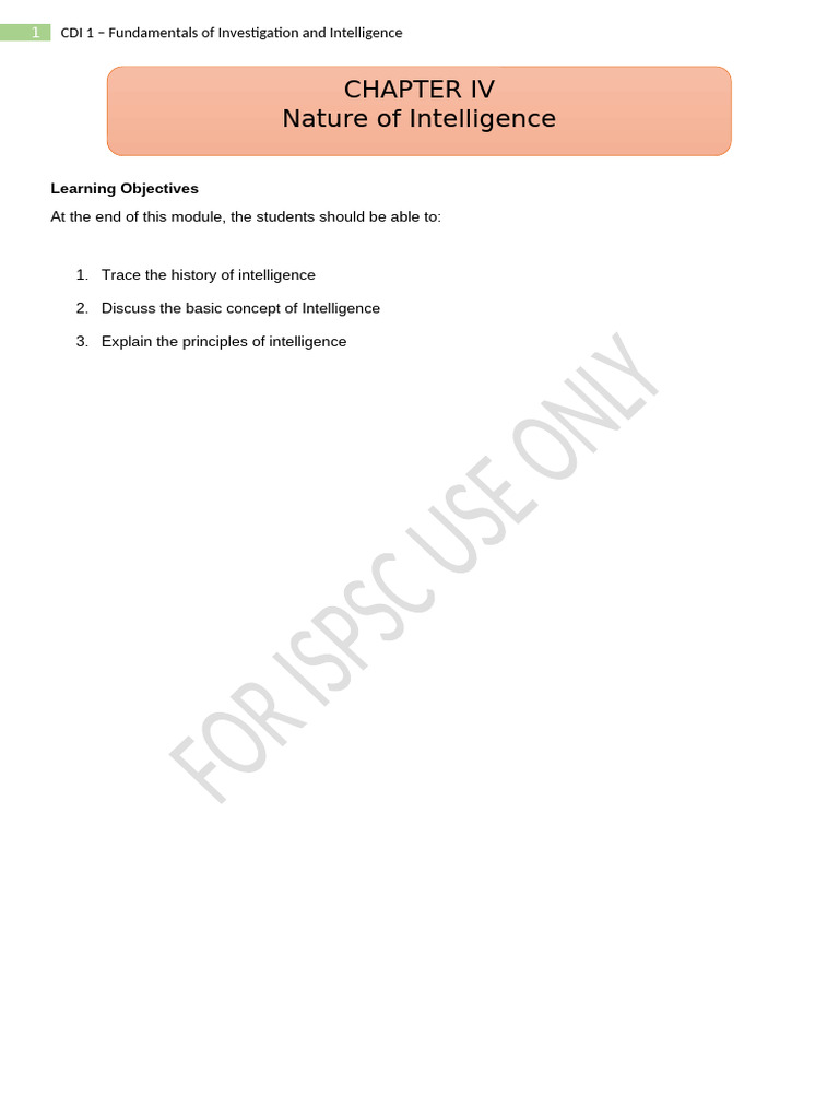 CDI 1 Intelligence Notes | PDF | Counterintelligence | Cryptography