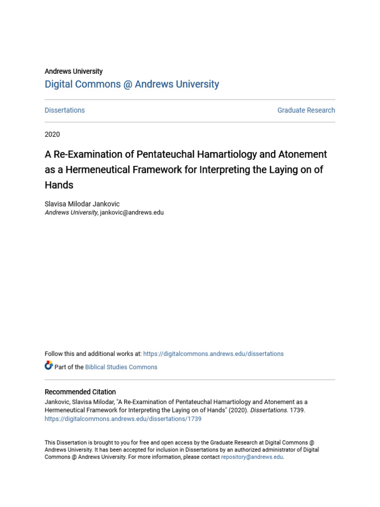 Pentateuchal Hamartiology & Atonement Analysis | PDF | Book Of ...