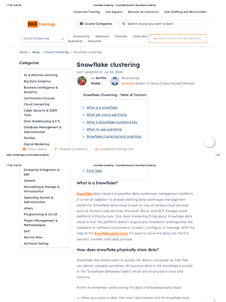 Snowflake Clustering | PDF | Cloud Computing | Data