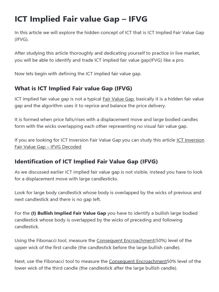 ICT Implied Fair Value Gap - IFVG PDF Download | PDF | Market Trend | Candle
