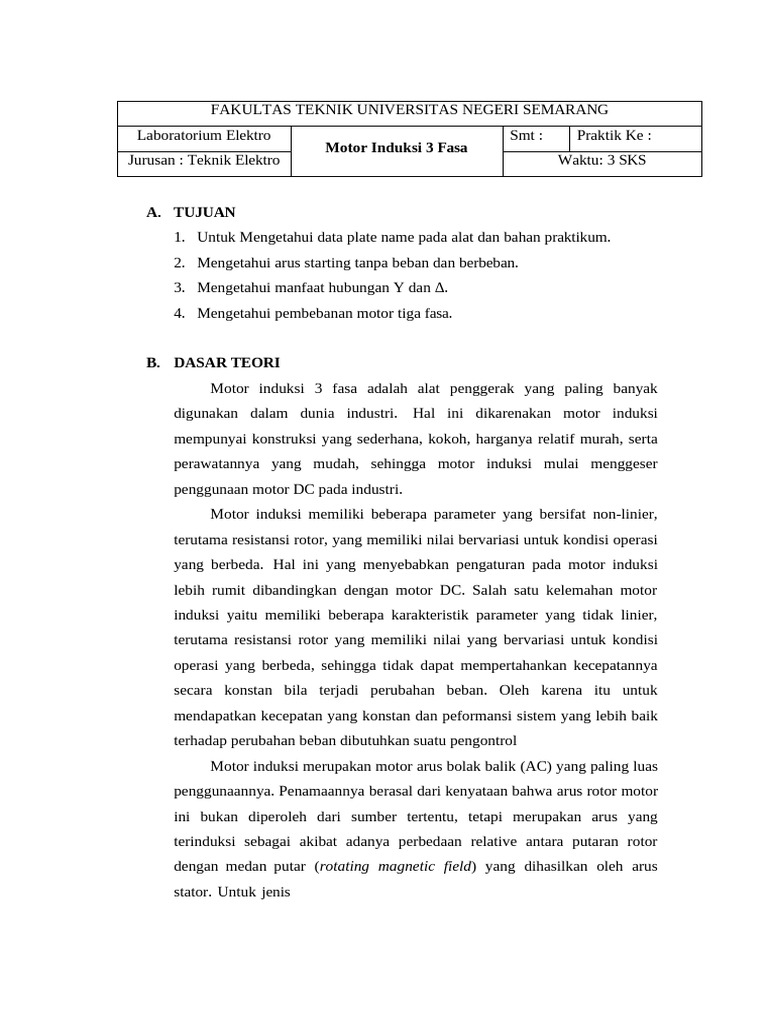 Jobsheet4_Mesin Induksi 3 Fasa (1) | PDF