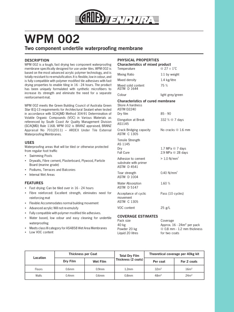 WPM 002 -TDS | PDF | Adhesive | Polymers