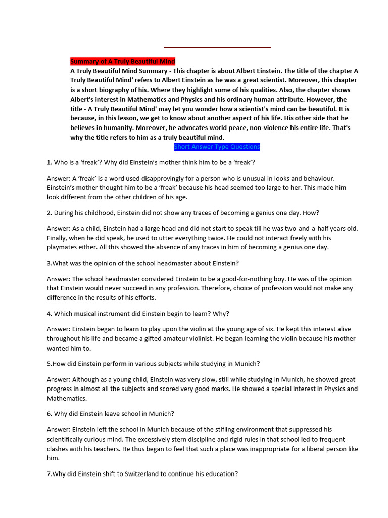 Einstein: A Truly Beautiful Mind | PDF | Albert Einstein | Nuclear Weapons