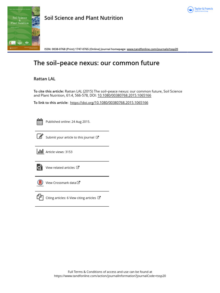 The Soil Peace Nexus Our Common Future | PDF | Environmental Degradation | Soil