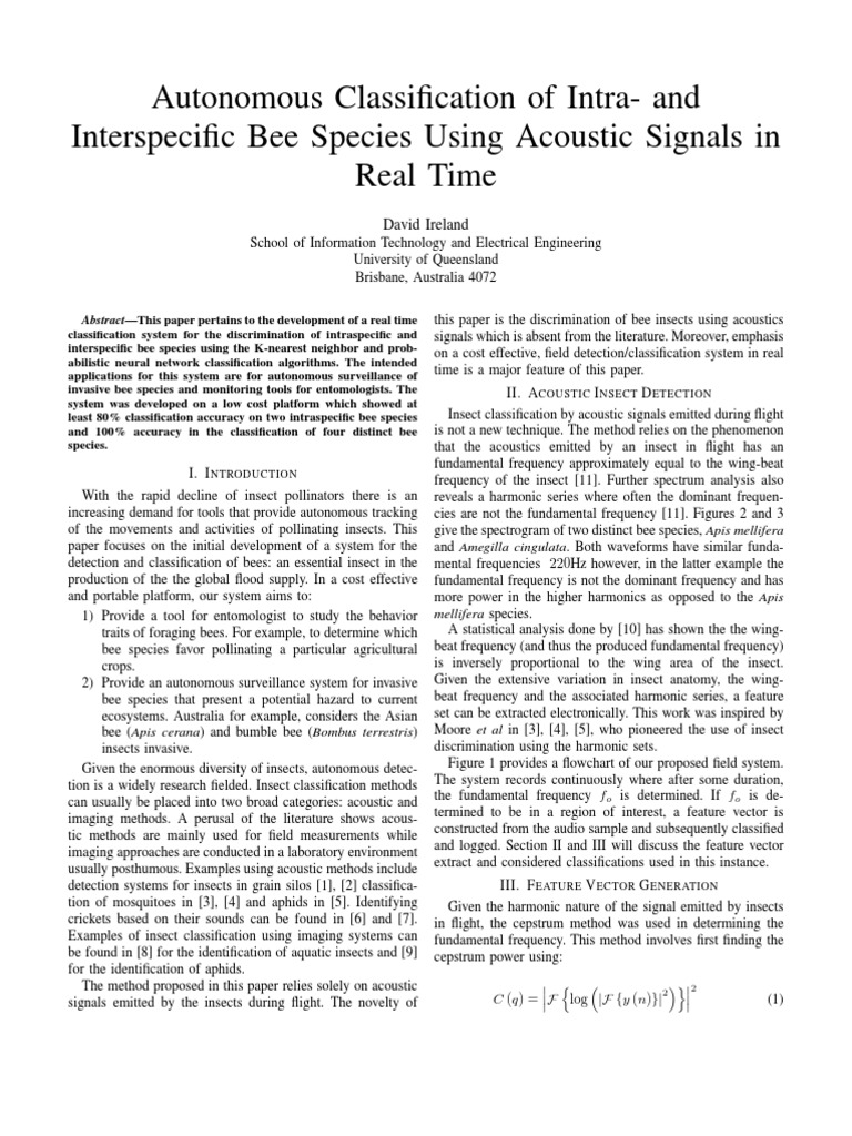 Autonomous Classification of Bees | PDF | Honey Bee | Areas Of Computer ...