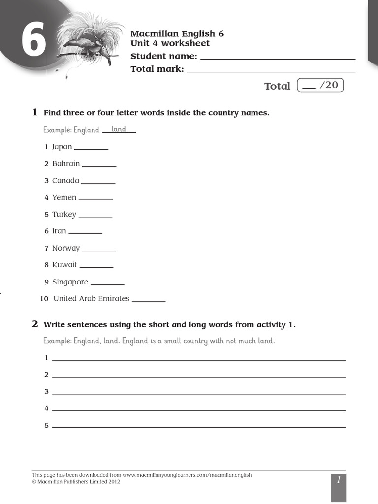 Level 6, Unit 4 Worksheet | PDF