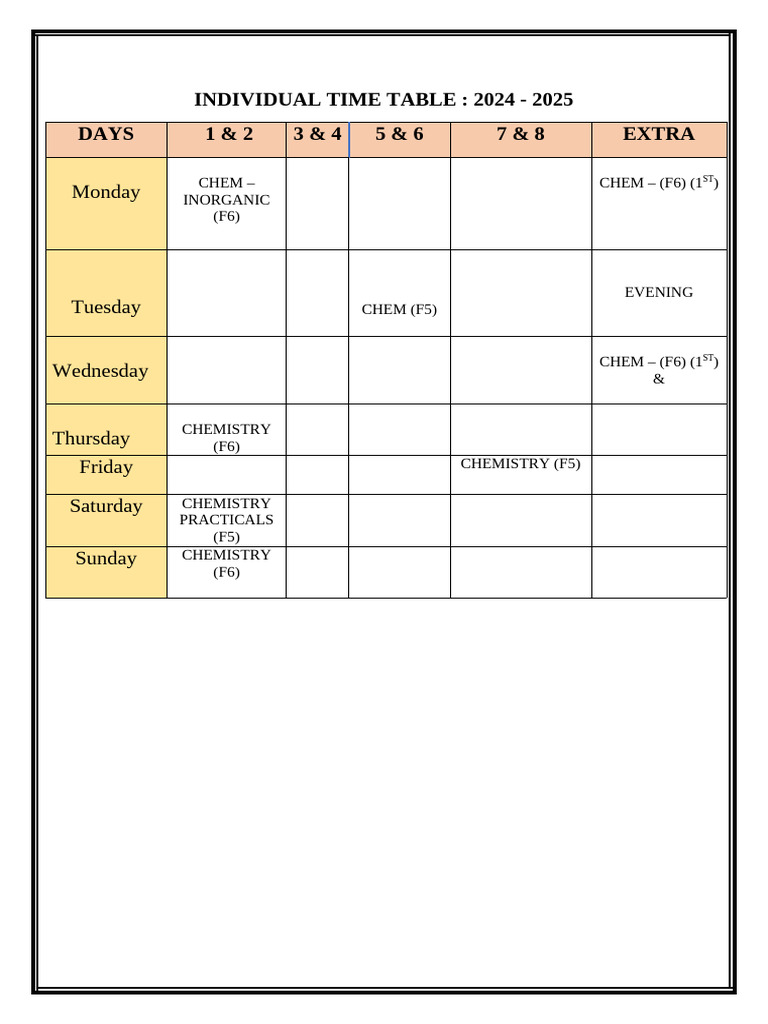 Individual Time Table 2 | PDF