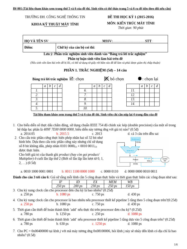 FinalExam Computer Architecture 001 Solution V2 | PDF