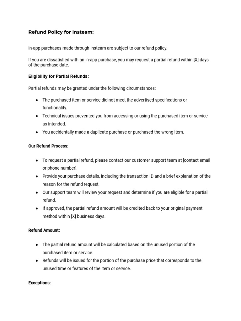 Refund Policy For Insteam | PDF | Credit Card | Debit Card