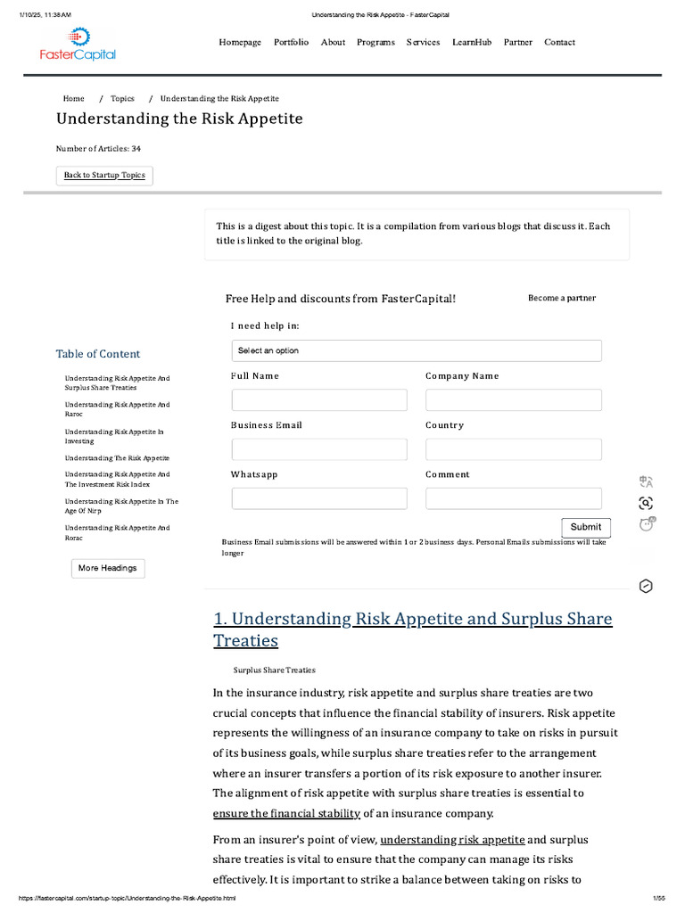 Understanding the Risk Appetite - FasterCapital | PDF