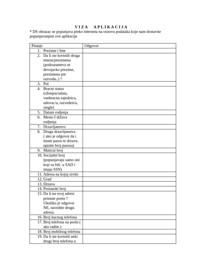 B1, B2 Aplikacija Za Americku Vizu | PDF