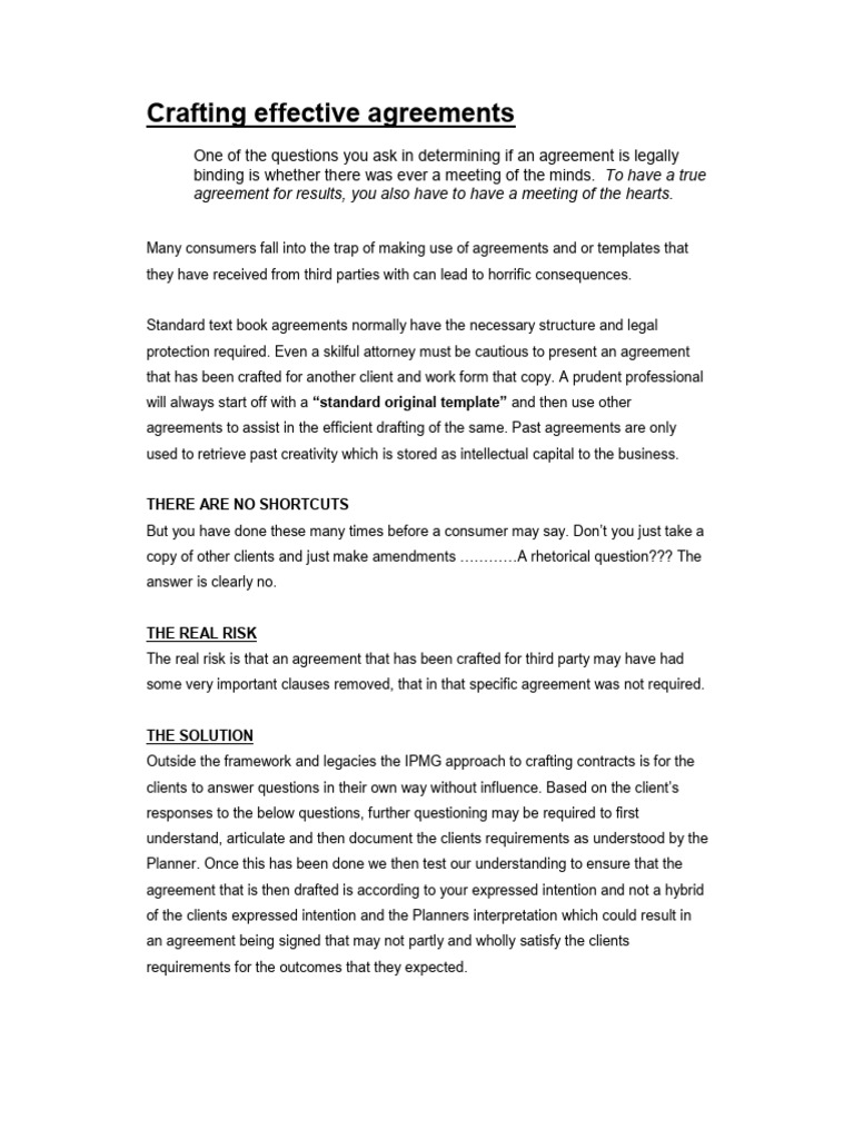10 Elements of an Effective Agreement | PDF | Intention | Risk