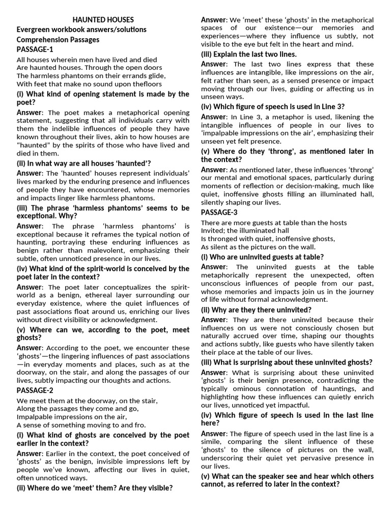 HAUNTED HOUSES | PDF | Ghosts | Poetry