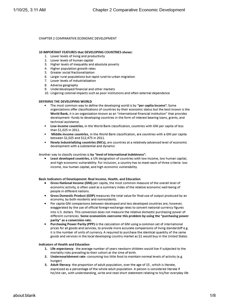 Chapter 2 Comparative Economic Development | PDF | Purchasing Power Parity | Human Development Index