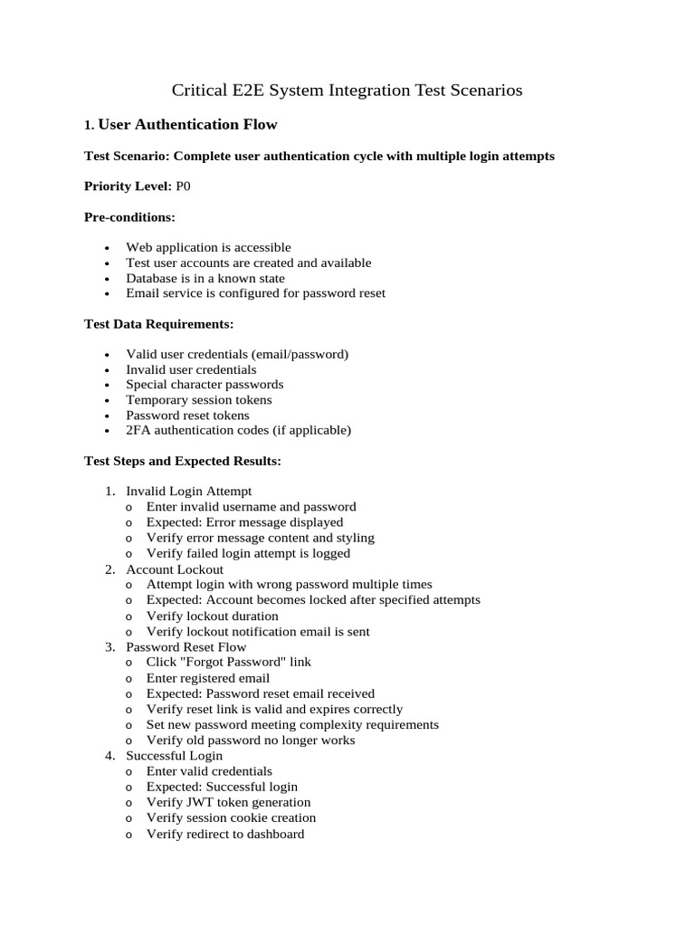 E2E Use Cases and Frmaework Capabilities | PDF | Login | Password