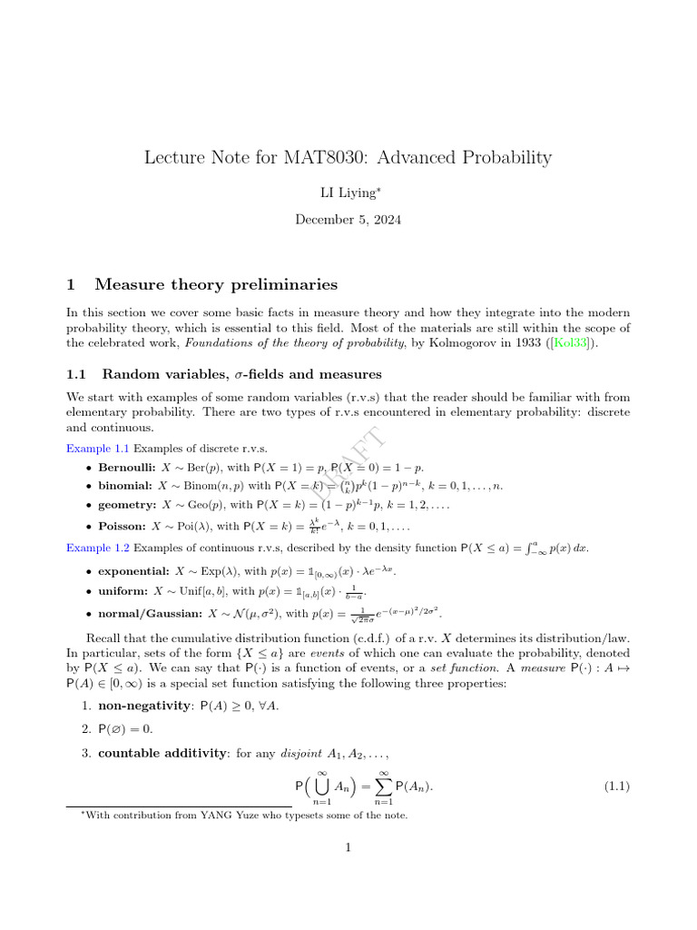 adv-prob-note (3) | PDF | Measure (Mathematics) | Distribution (Mathematics)