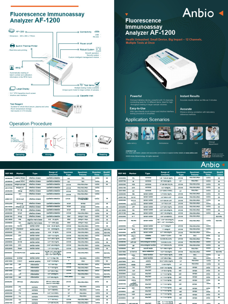 ANBIO AF-1200 Immunoassay | PDF | Clinical Medicine | Medical Specialties