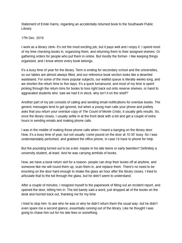 Statement of Emile Harris | PDF | Books