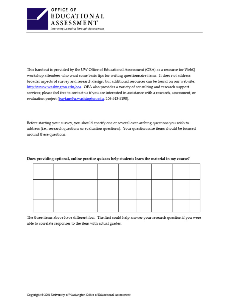 Questionnaires Guidelines | PDF | Educational Assessment | Questionnaire