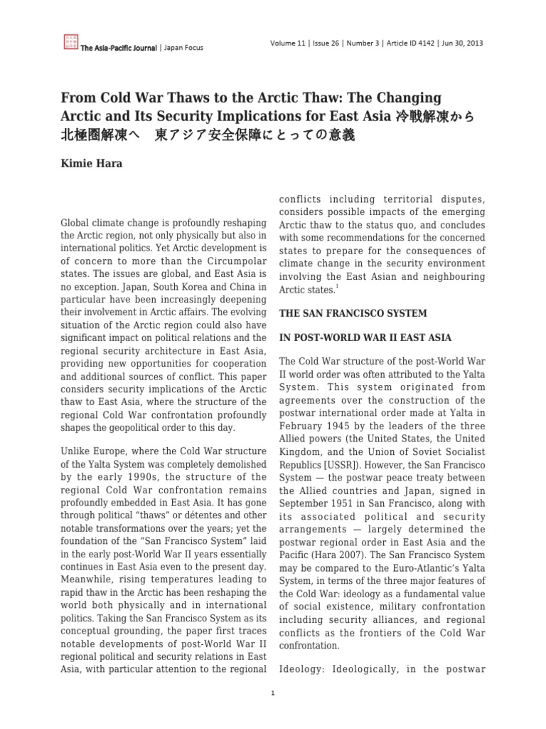 From Cold War Thaws To The Arctic Thaw T | PDF | Cold War | East Asia