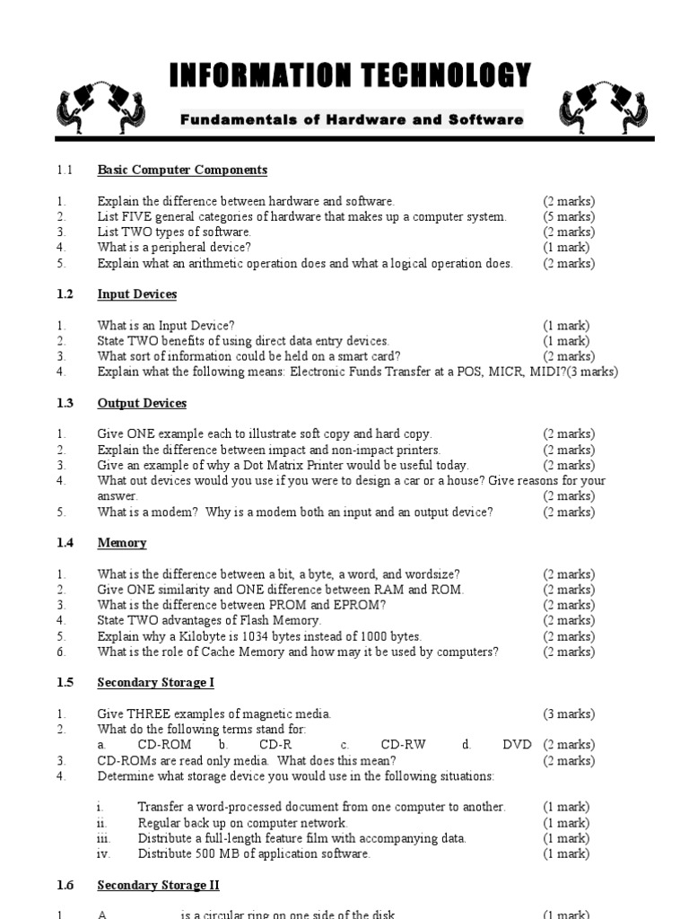 IT Revision Questions | PDF | Computer Data Storage | Floppy Disk