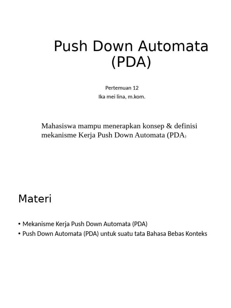 Pertemuan 13 - Push Down Automata | PDF