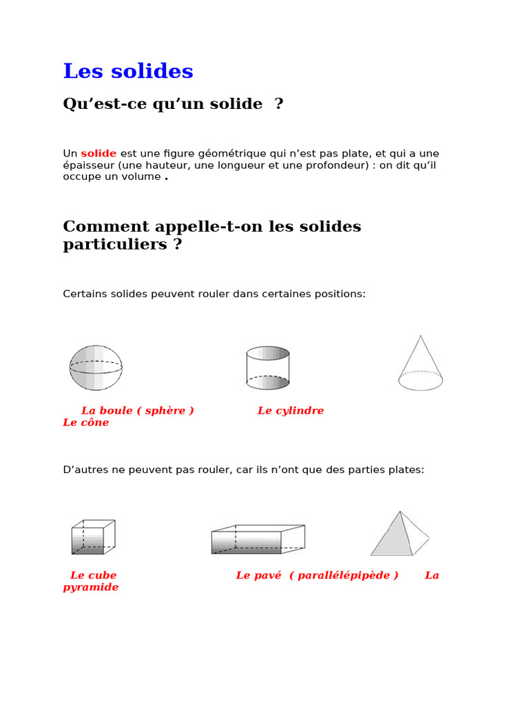 Introduction aux solides géométriques | PDF