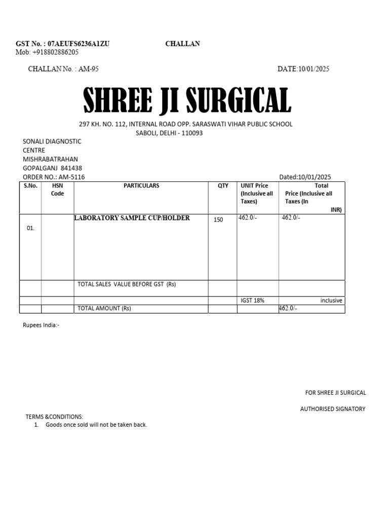 Shreeji Surgical Bill | PDF