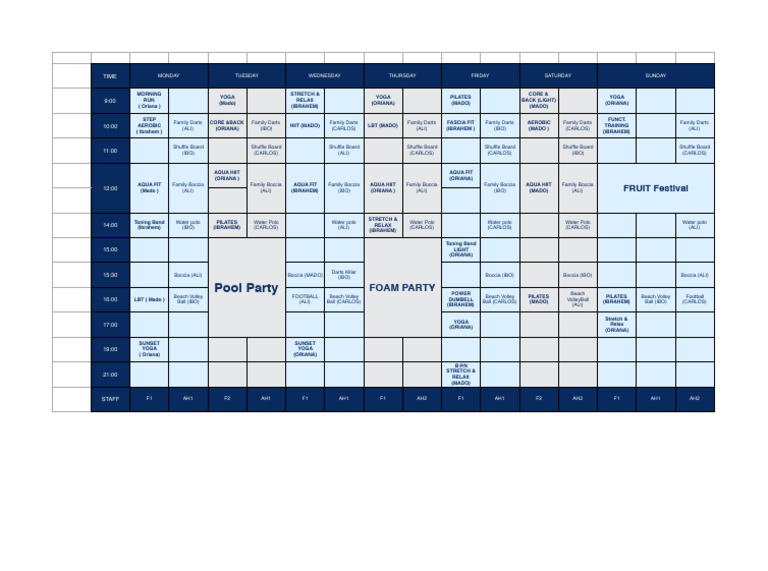 Rota Templates - TBFA - NAMES NEW1 | PDF | Physical Exercise | Athletic ...