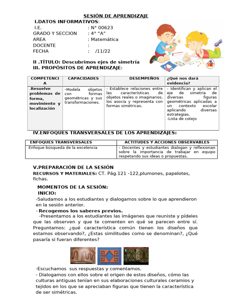 Ejes de Simetría en Matemáticas 4° | PDF | Simetría | Aprendizaje