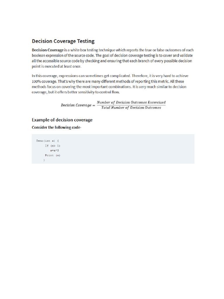 UNIT2 - TOPIC - Decision Coverage | PDF