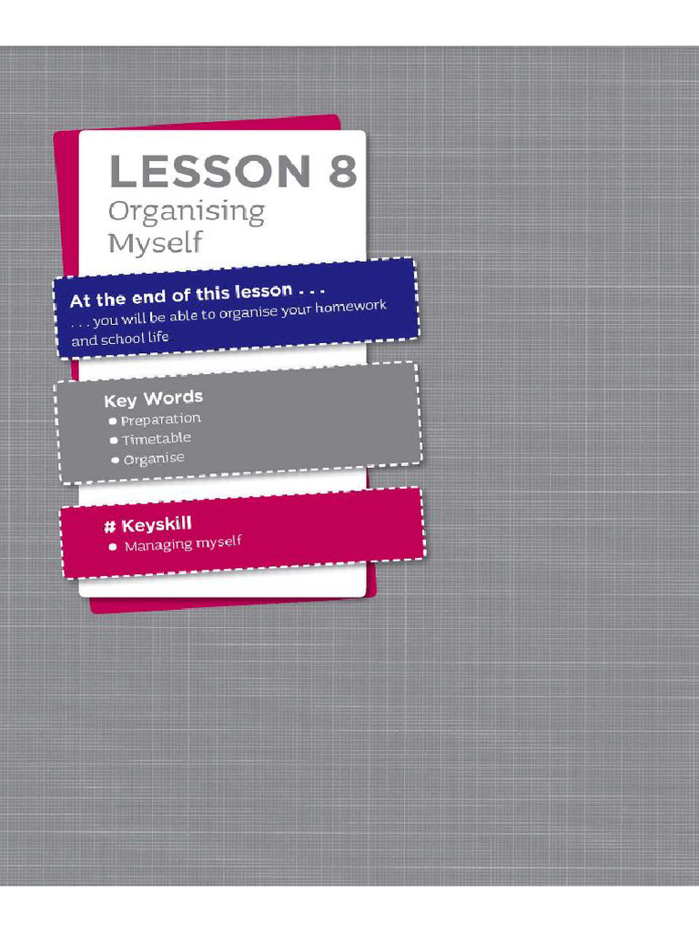 Lesson 8-Organising Myself | PDF