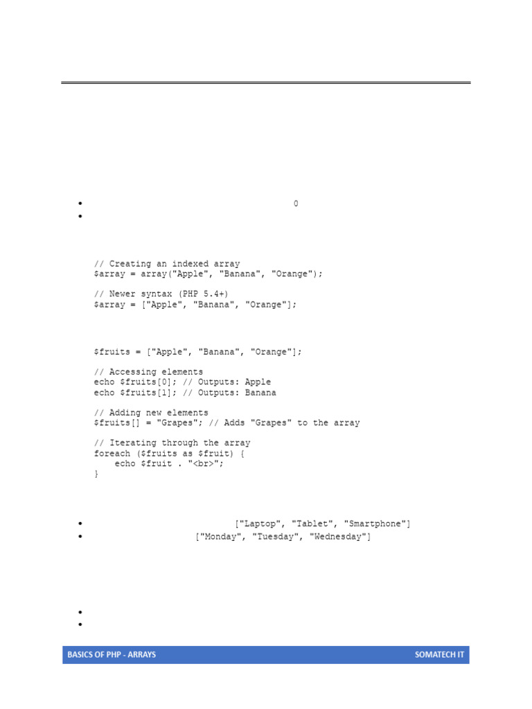 Working With Arrays in PHP | PDF | Php | Computer Programming