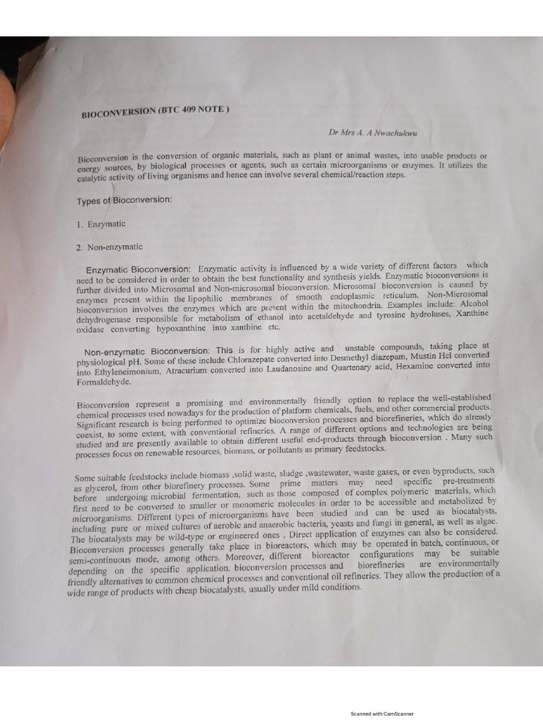 BTC 409 Cont. Bioconversion | PDF