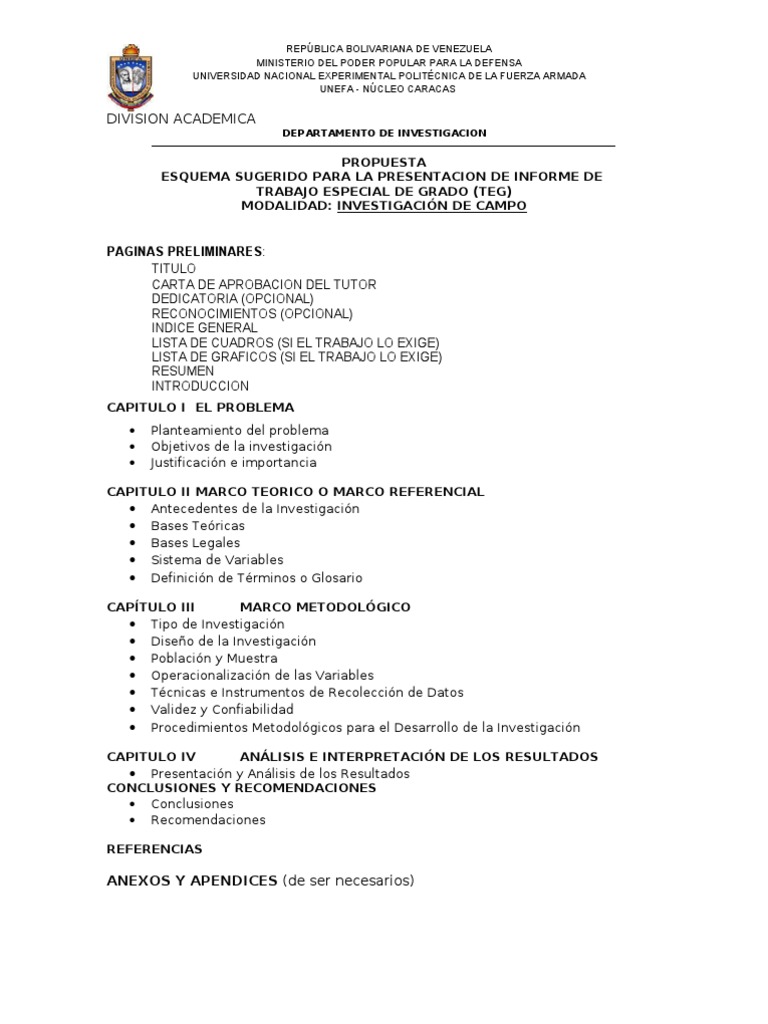 Esquemas Presentacion de Teg | PDF