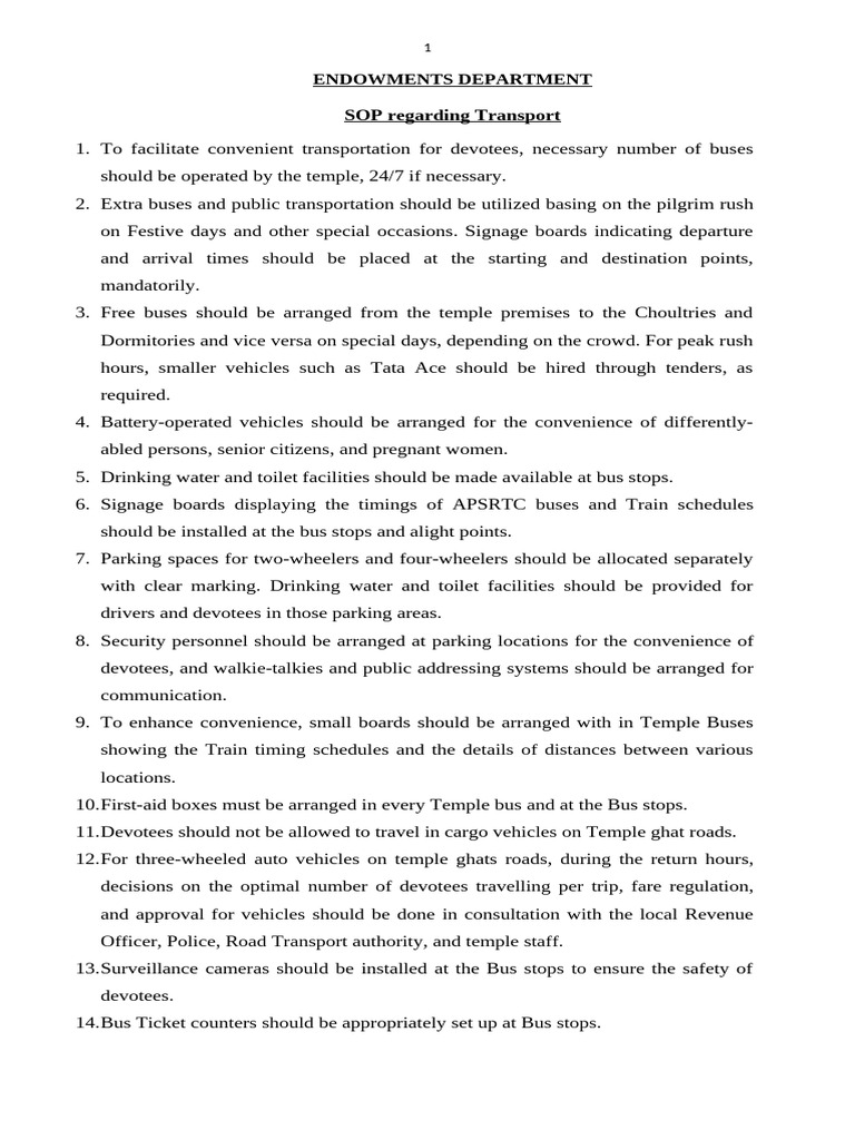 SOP on Transport | PDF | Bus | Transport