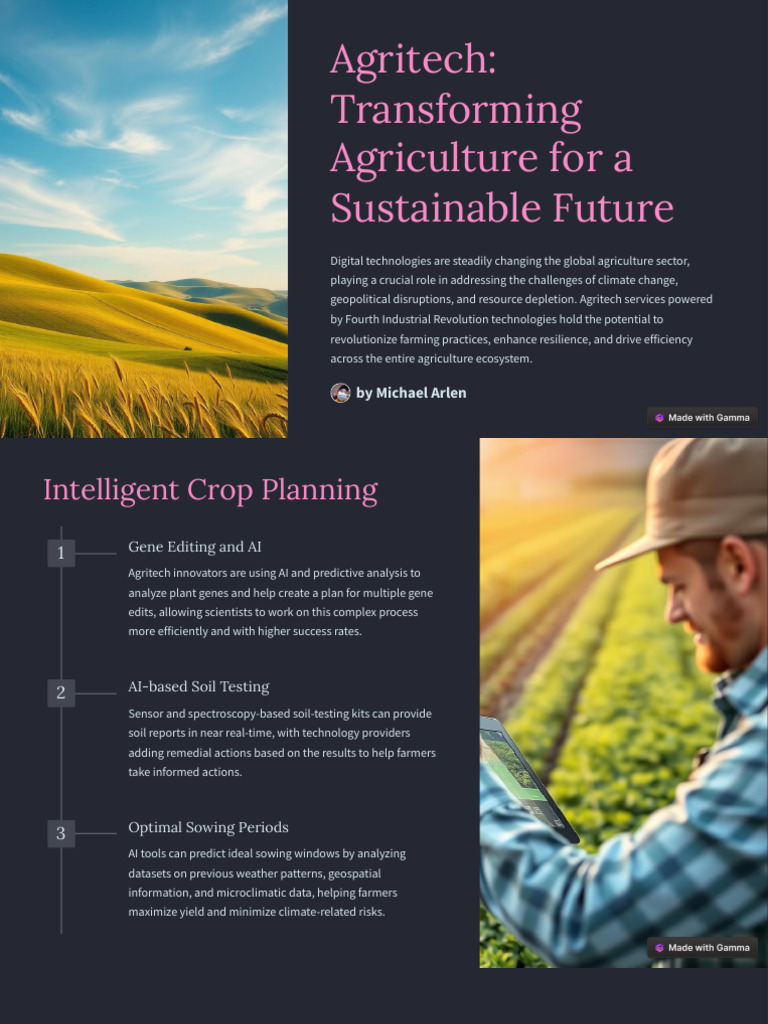 Agritech Transforming Agriculture For A Sustainable Future | PDF | Agriculture | Artificial ...