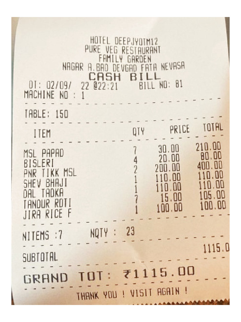 22 Sep Food Bill | PDF