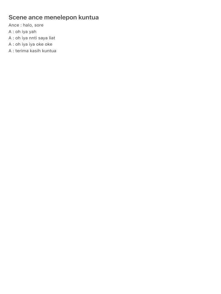 Scene Ance Menelepon Kuntua | PDF
