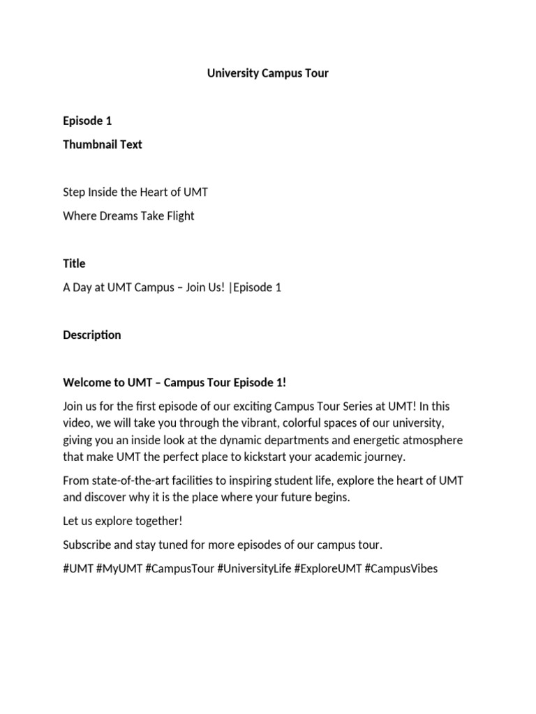 University Campus Tour Pdf
