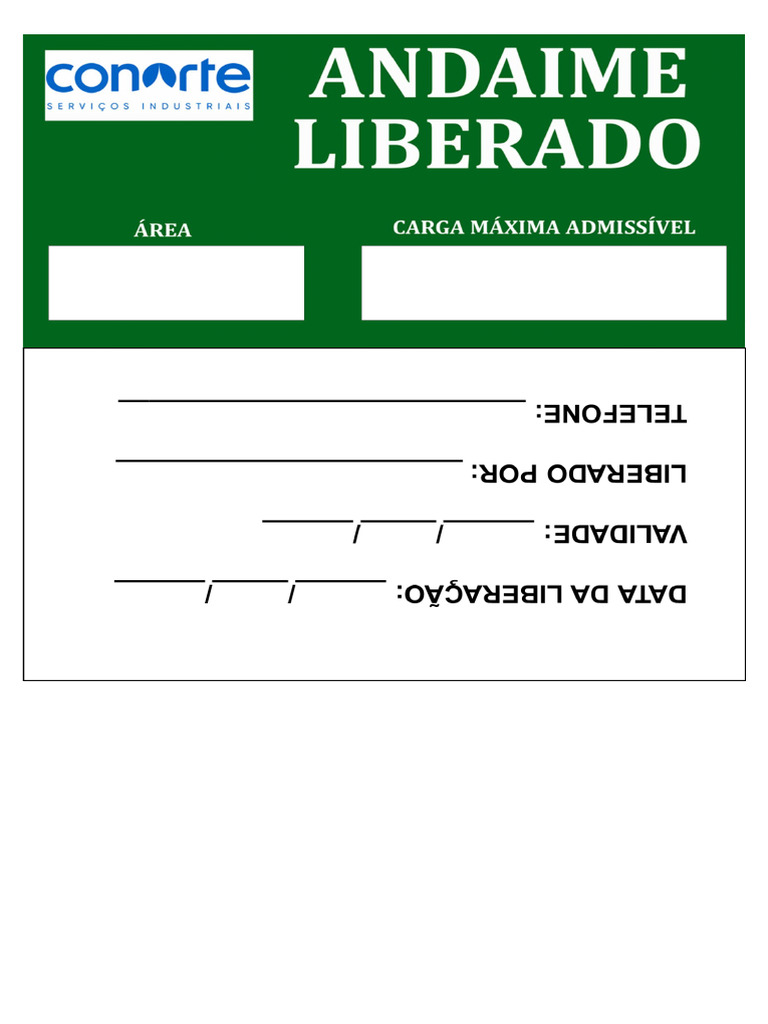 PLACA DE ANDAIME - Impressão | PDF