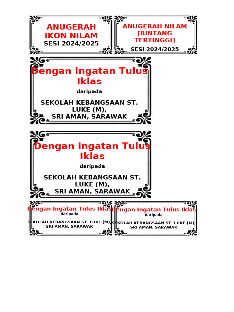 Label Anugerah Nilam Dan Setulus Ingatan | PDF