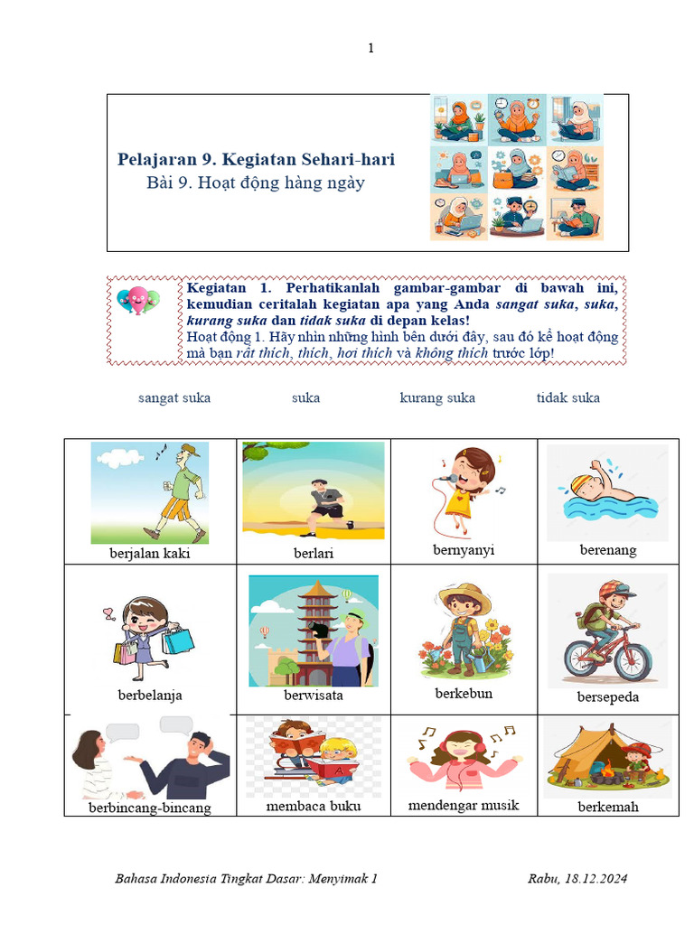 (Ind24-M) Unit 9. Kegiatan Sehari-Hari | PDF